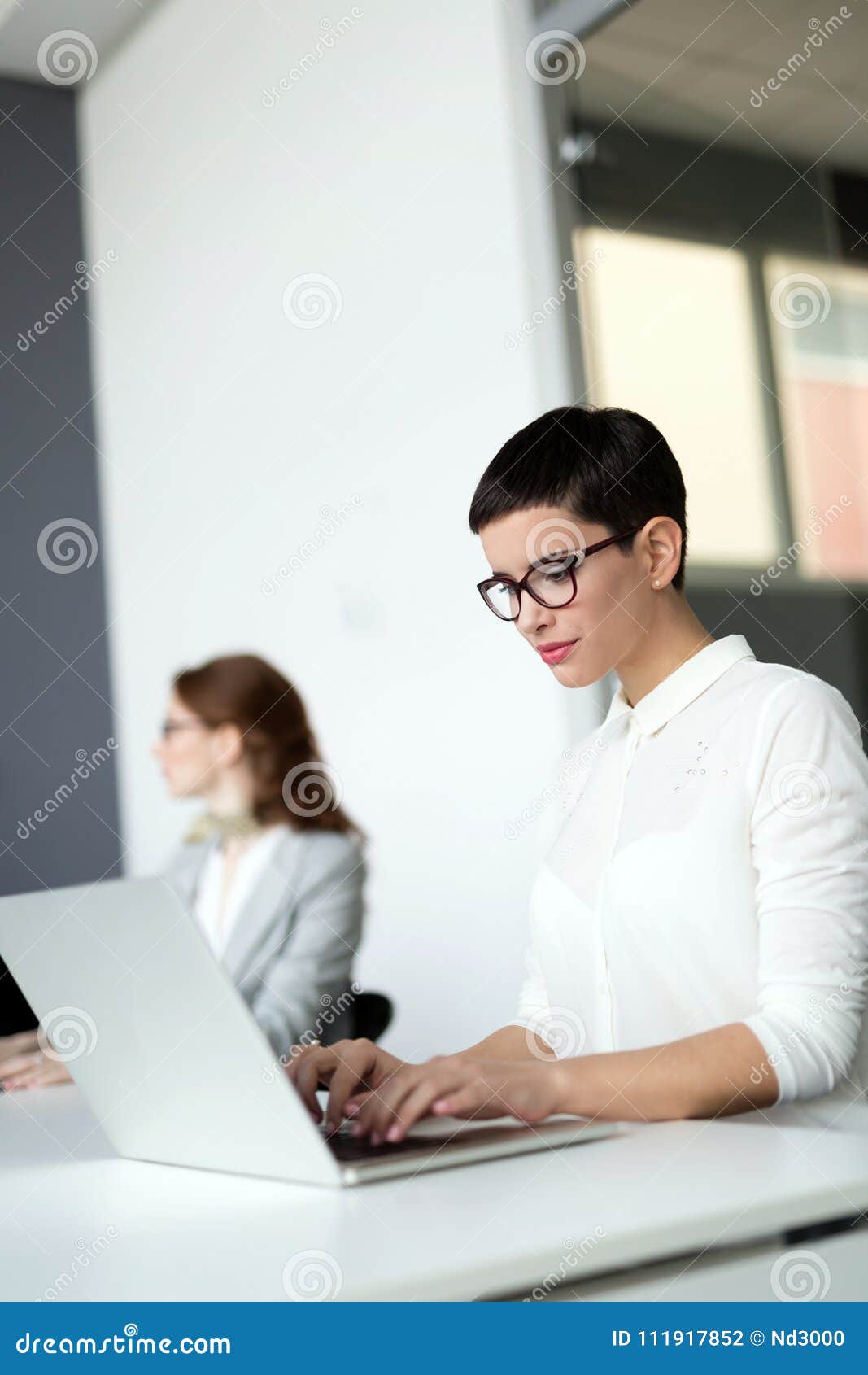 Young Employee Working on Computer during Working Day in Office Stock ...