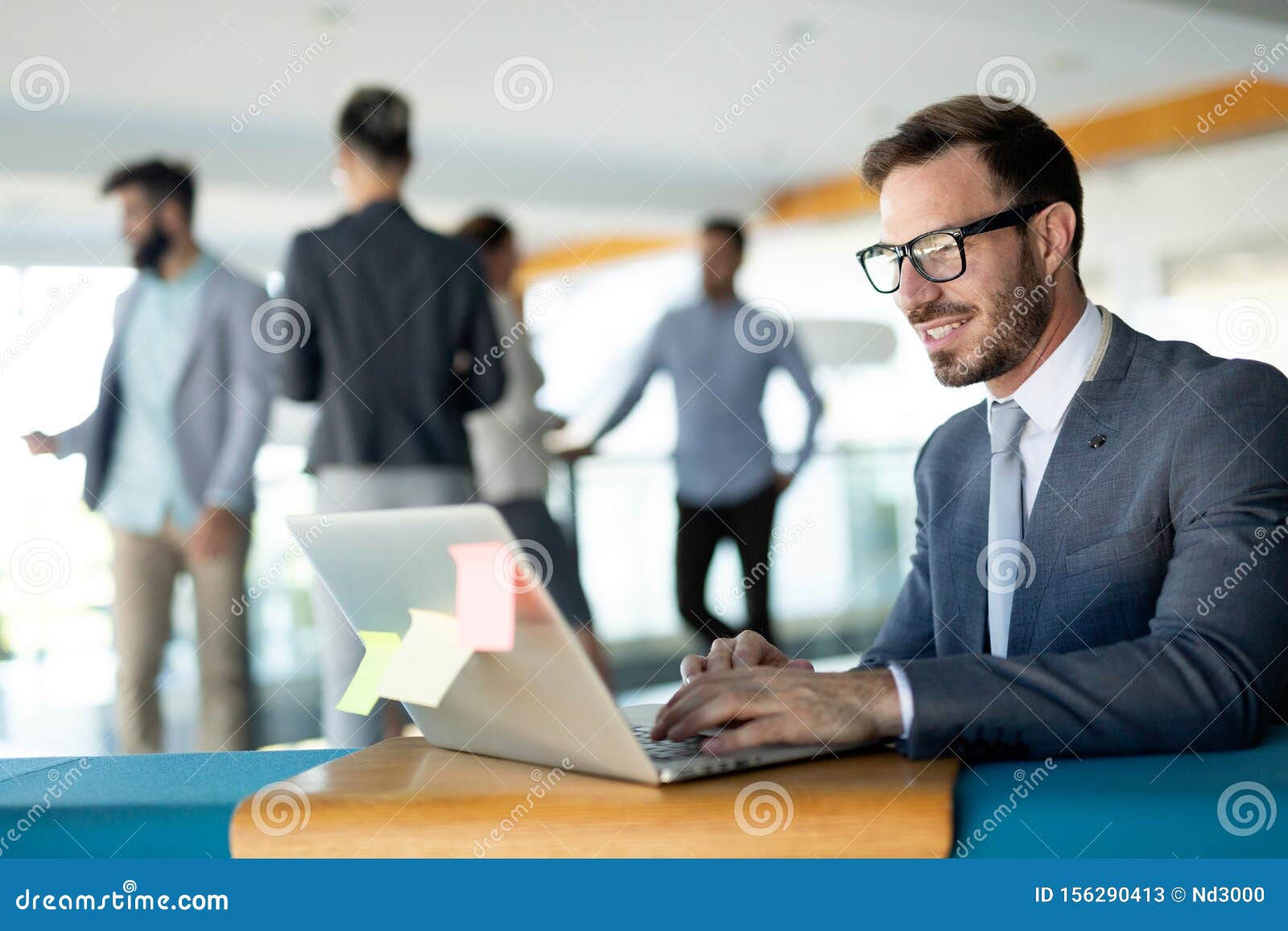 Young Employee Working on Computer during Working Day in Office Stock ...