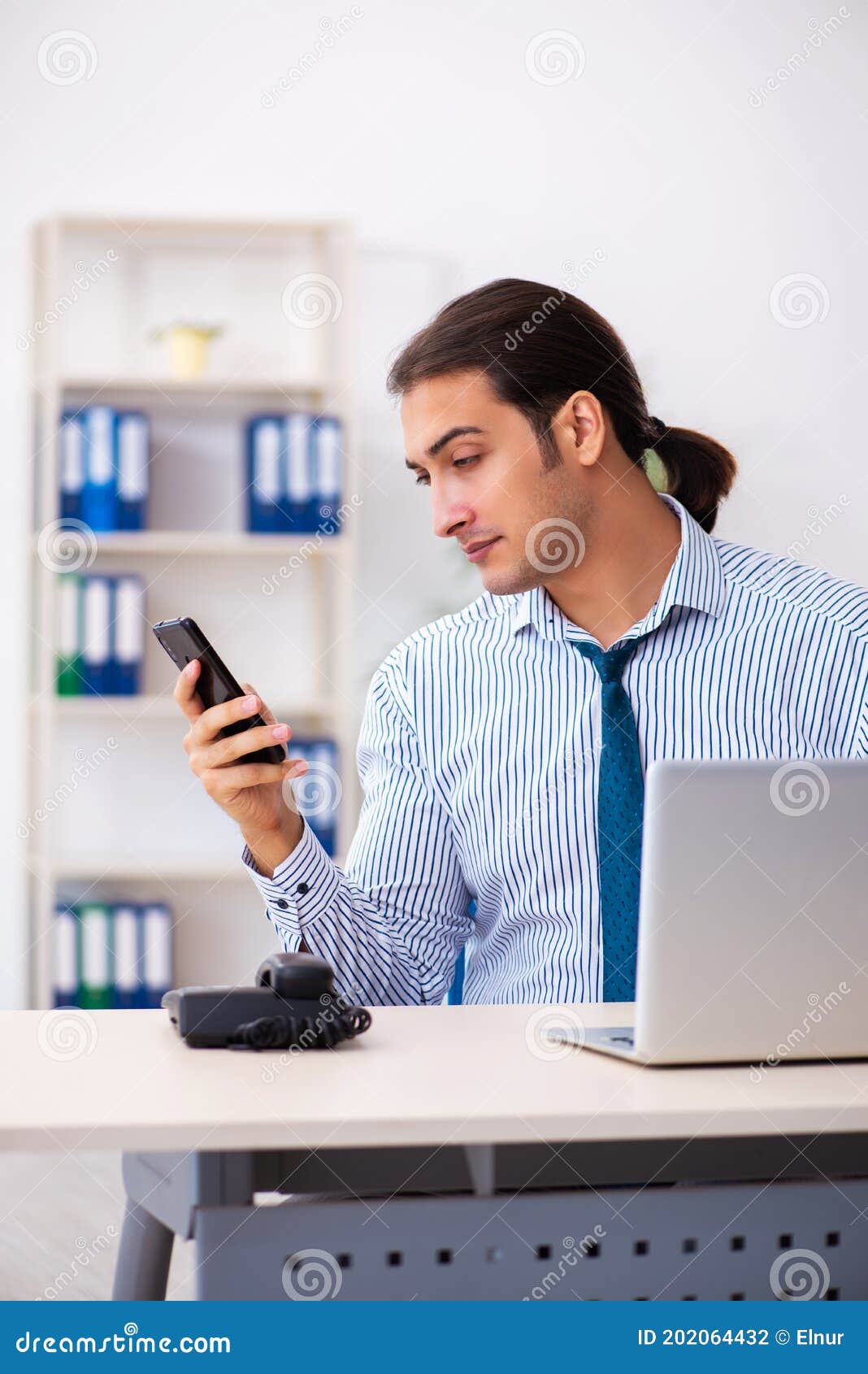 Young Male Employee Working in the Office Stock Photo - Image of ...