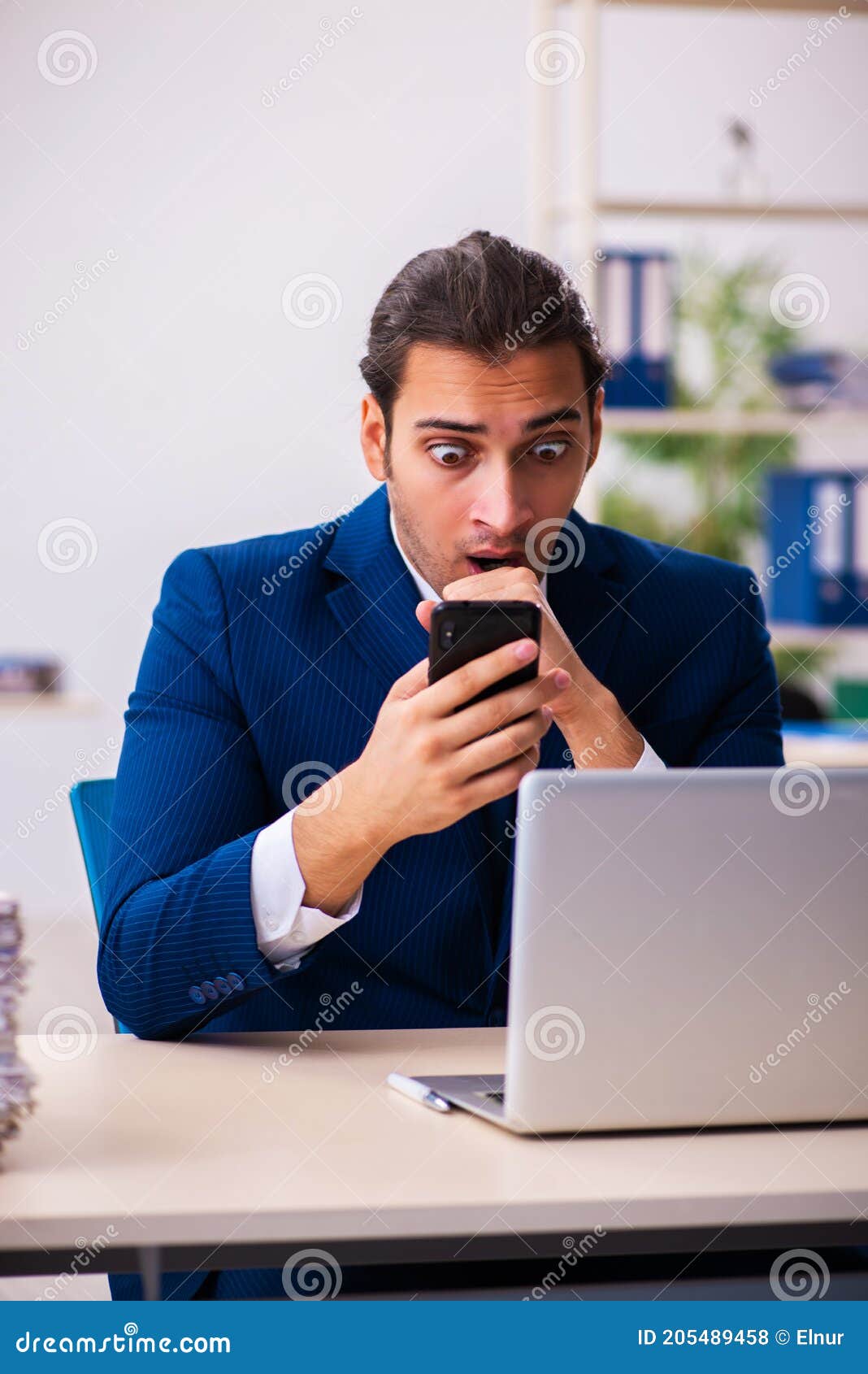 Young Male Employee Working in the Office Stock Photo - Image of ...