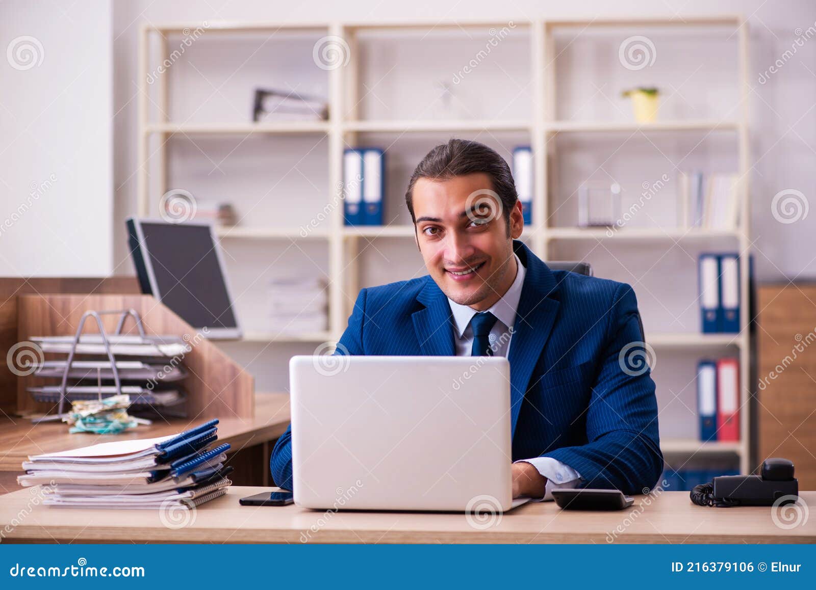 Young Male Employee Working in the Office Stock Photo - Image of busy ...