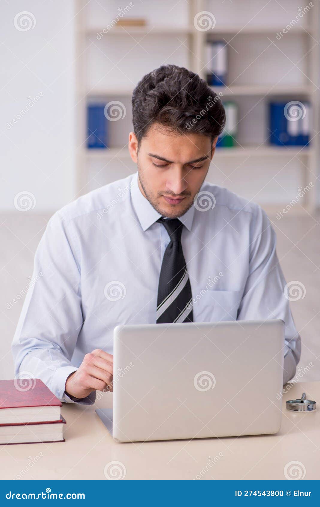 Young Male Employee Working in the Office Stock Photo - Image of ...