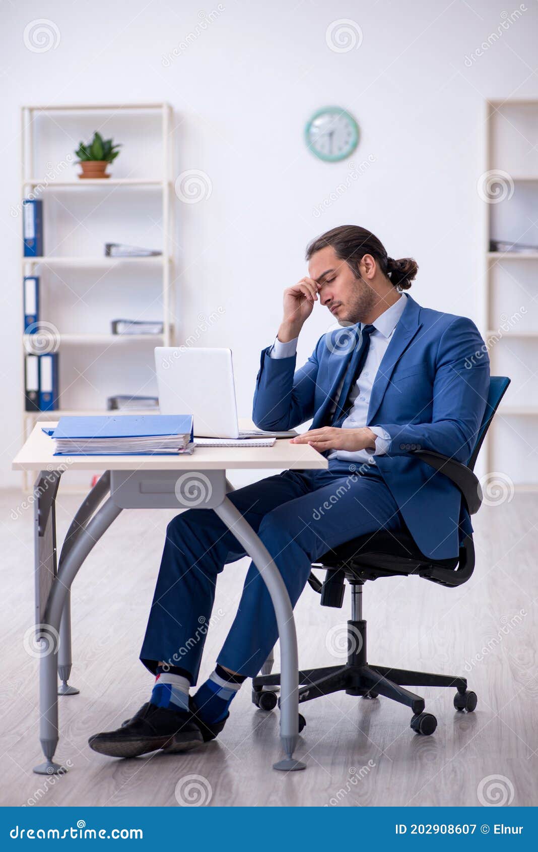 Young Male Employee Working at Workplace Stock Image - Image of ...