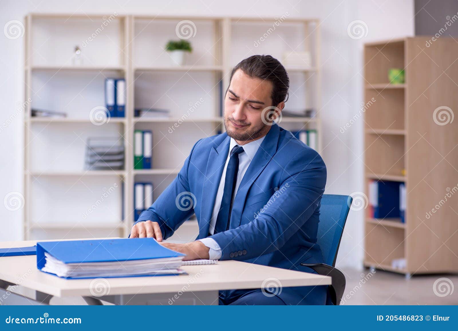 Young Male Employee Working at Workplace Stock Image - Image of auditor ...