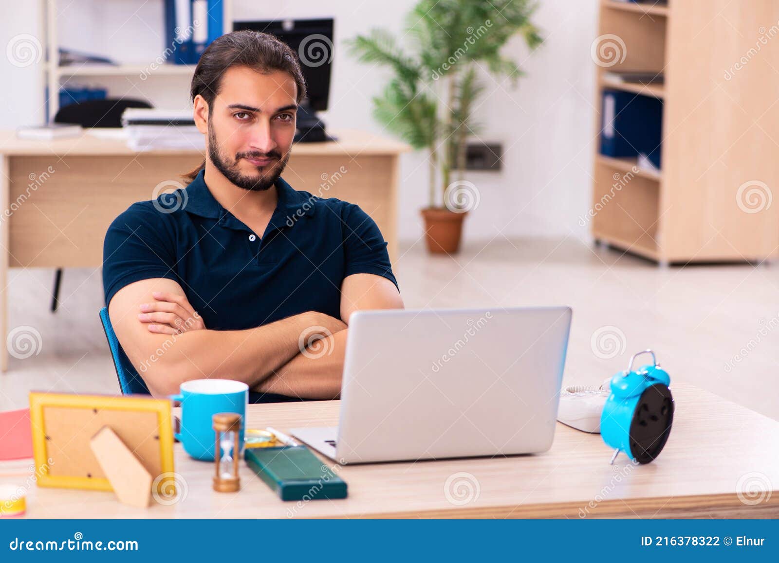 Young Male Employee Working at Workplace Stock Photo - Image of ...