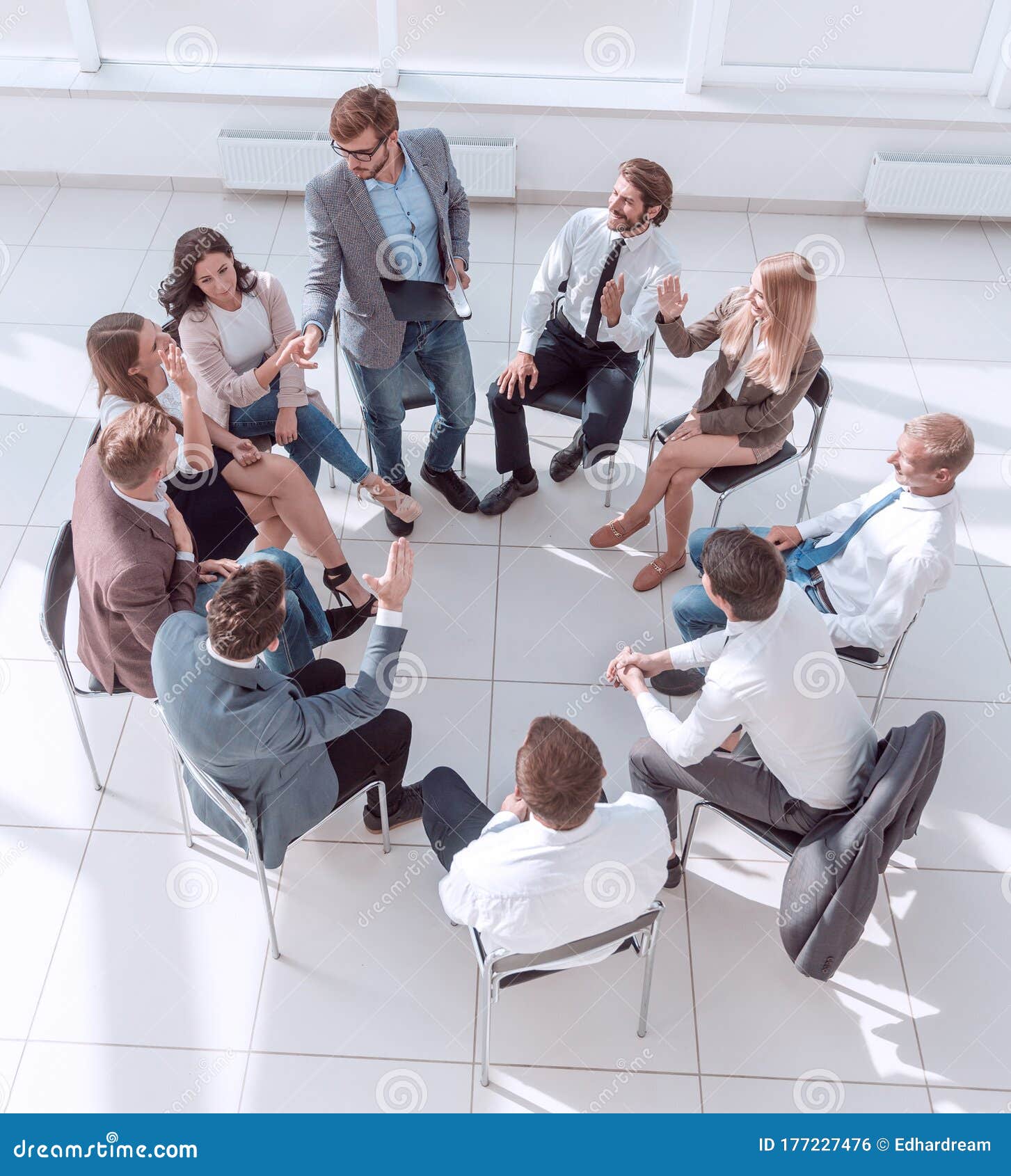 Young Employees Ask Questions during Business Training Stock Photo ...