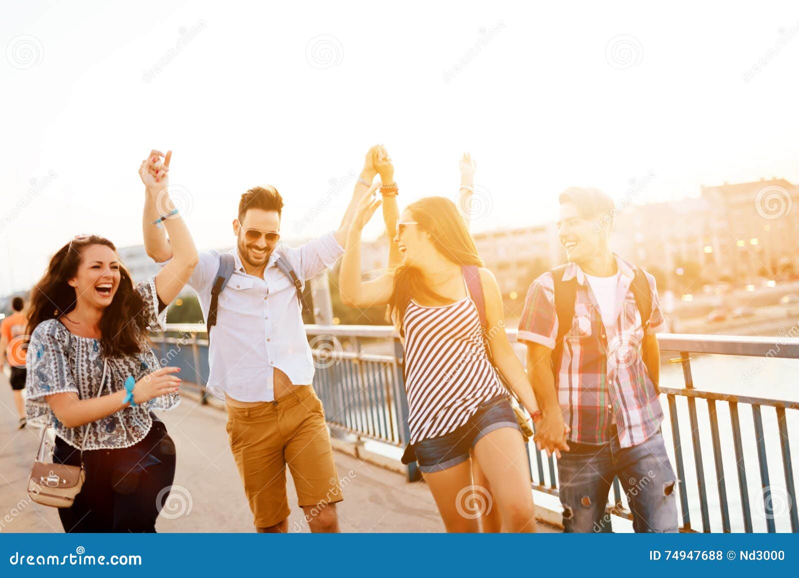 Young Energetic Group of People Having Fun Stock Photo - Image of city ...