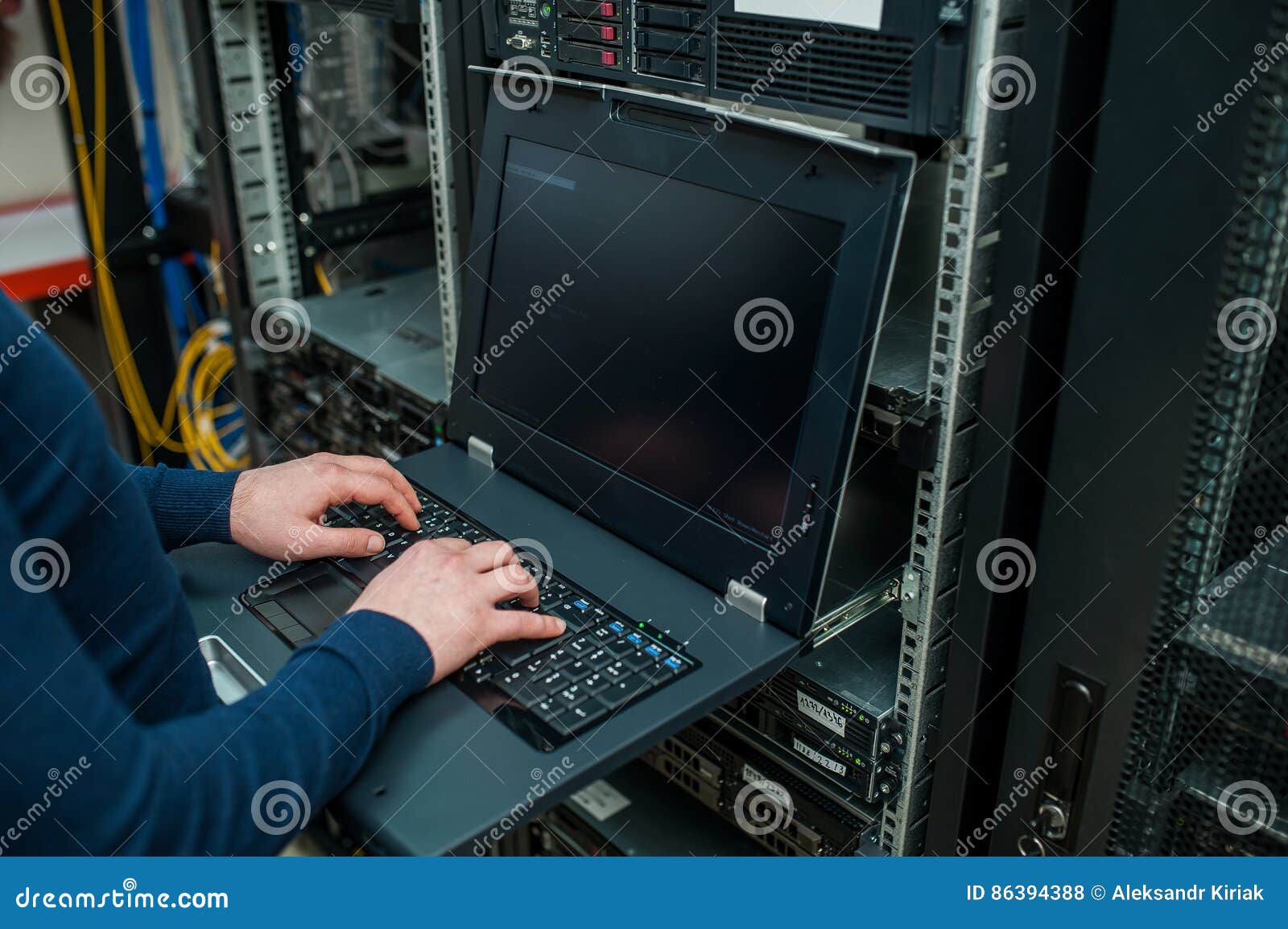 Network Engineer Working in Server Room Stock Photo - Image of hardware ...