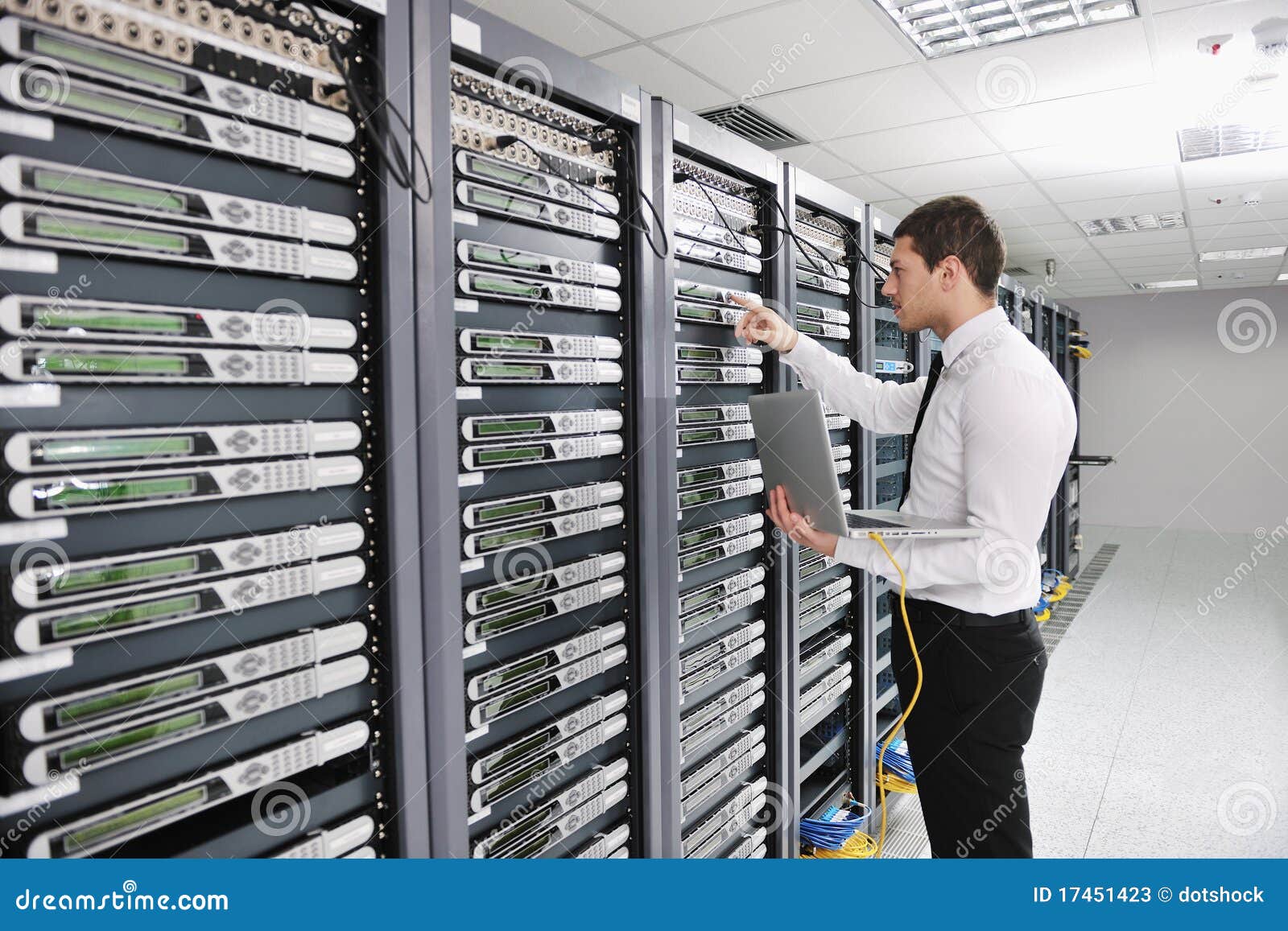 Young Engeneer in Datacenter Server Room Stock Image - Image of center ...
