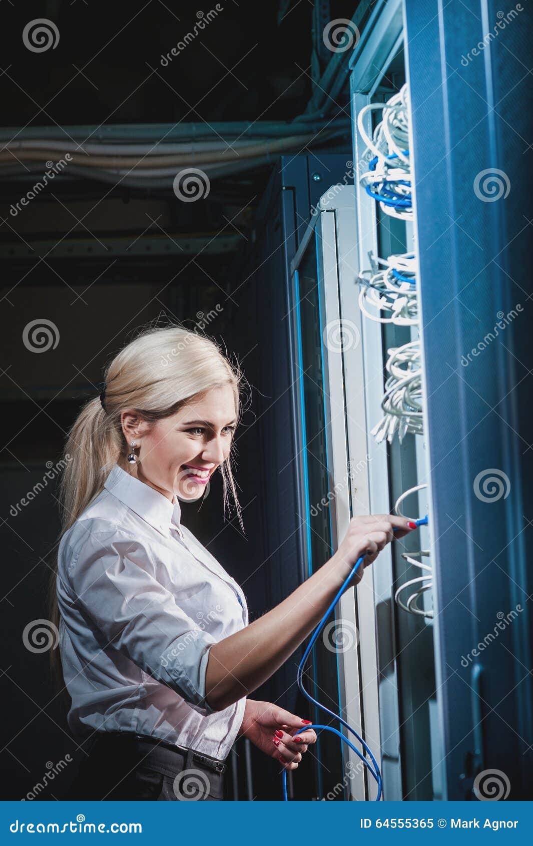 Young Engineer Businesswoman in Server Room Stock Image - Image of ...