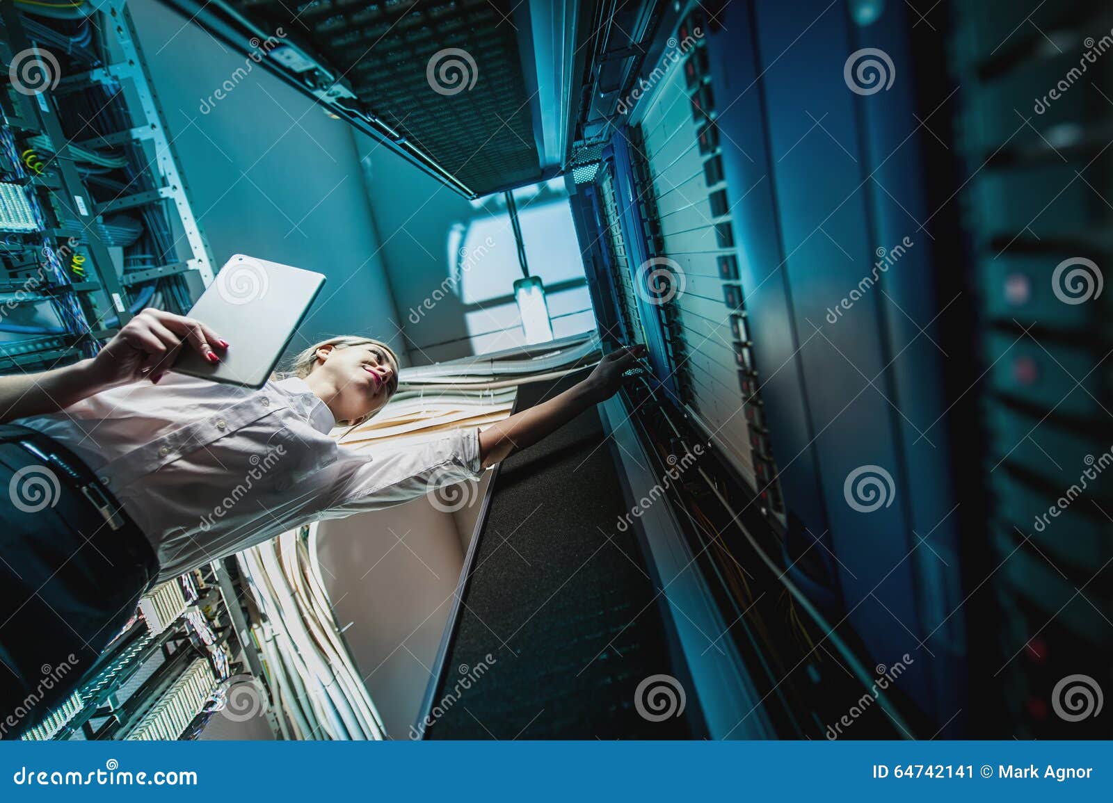 Young Engineer Businesswoman in Server Room Stock Image - Image of ...