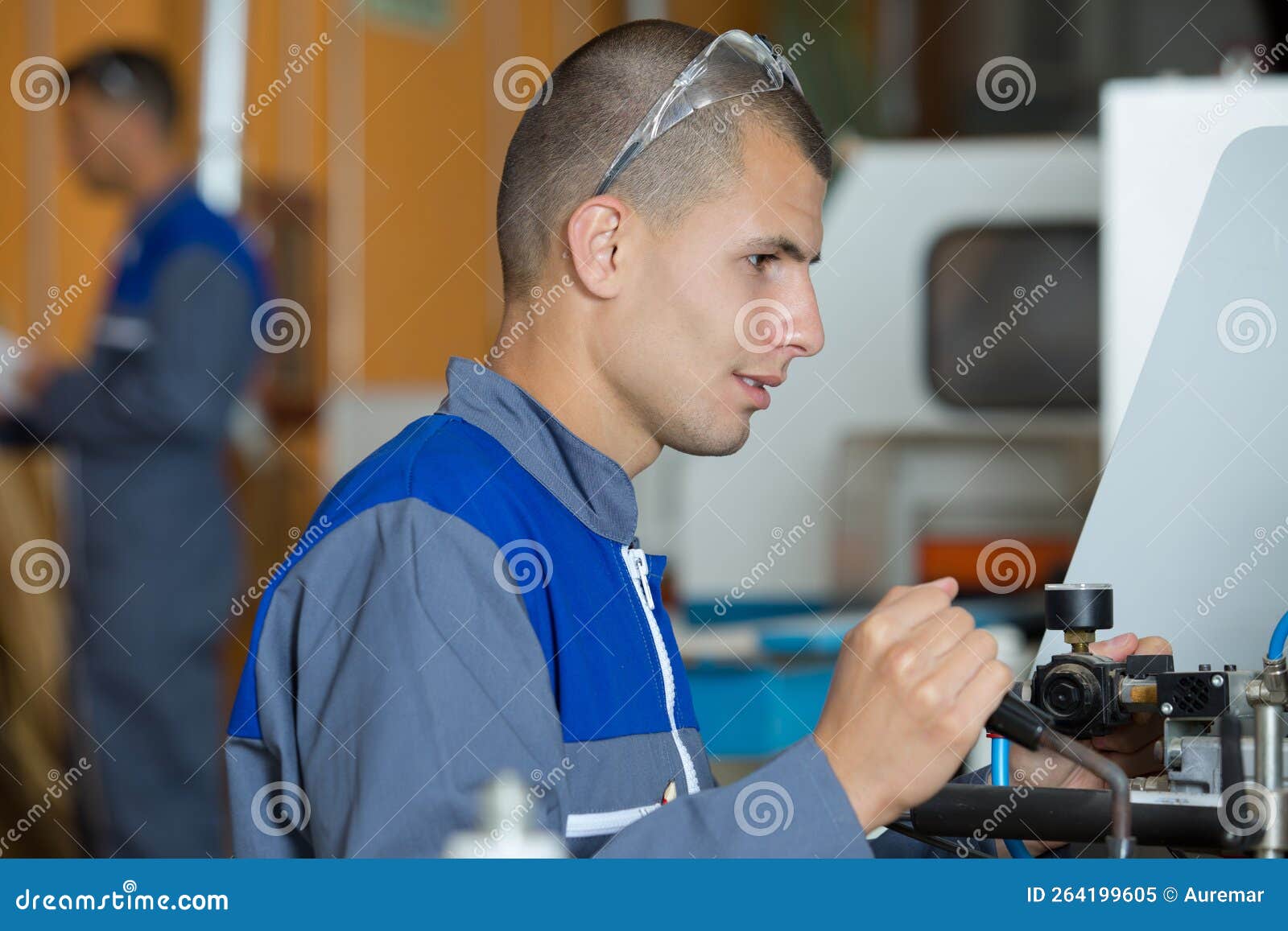 Young Engineer Control Lever Machine Stock Image - Image of measure ...