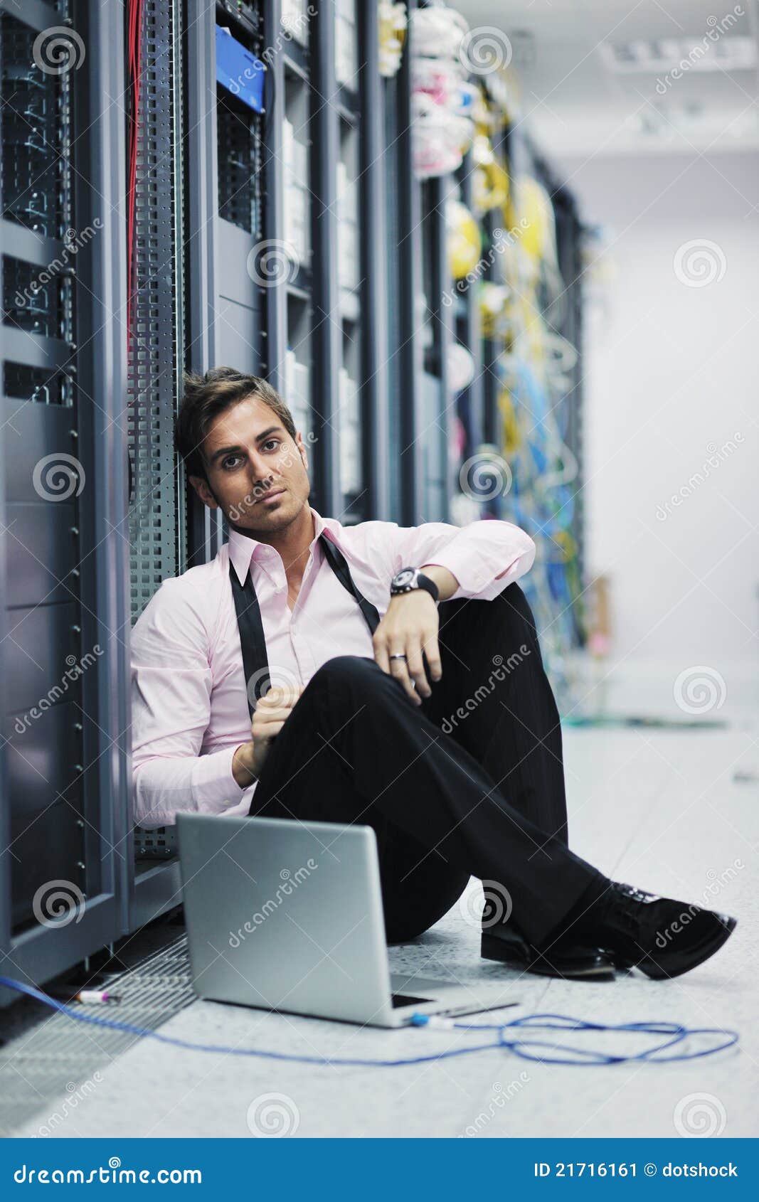 Young it Engineer in Datacenter Server Room Stock Image - Image of ...