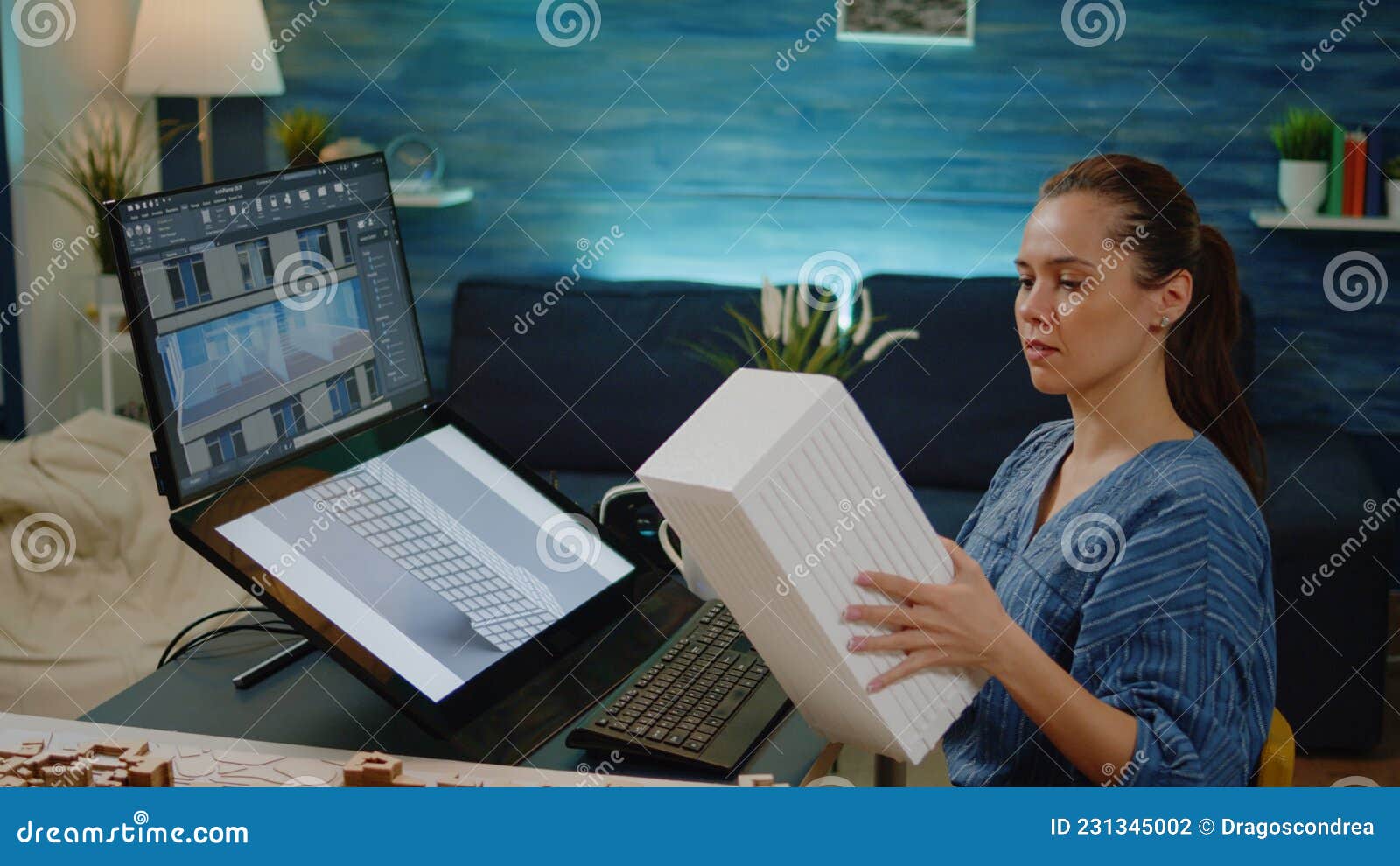 Young Engineer Designing Building Model for Construction Stock Photo ...