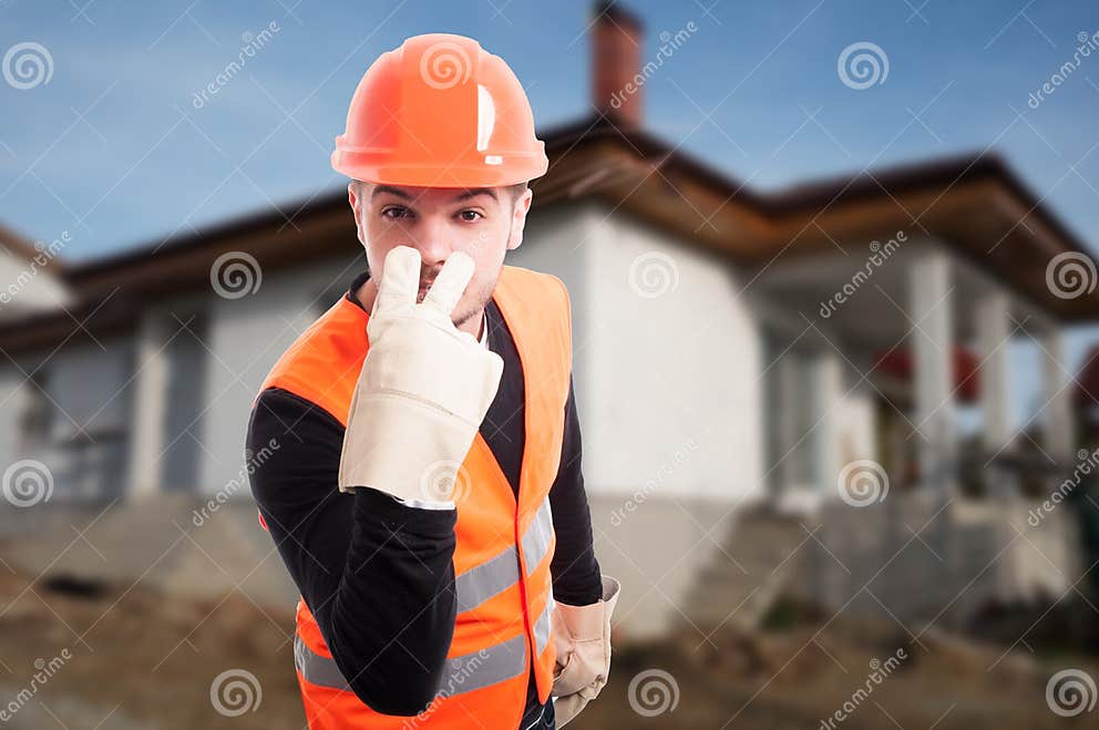 Young Engineer Doing Look into My Eyes Sign Stock Photo - Image of ...