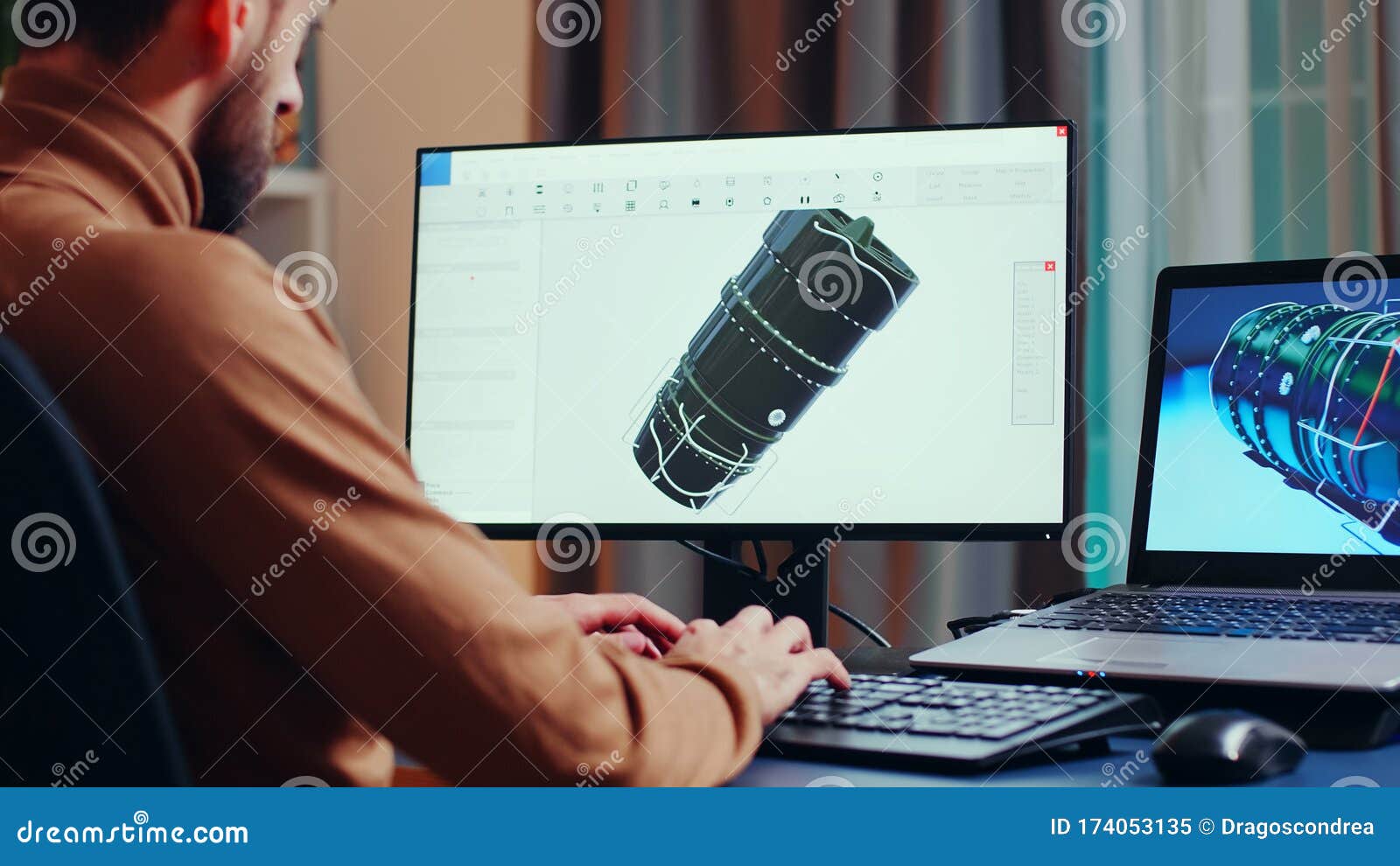 Young Engineer Looking Closely at Turbine Project Stock Image - Image ...