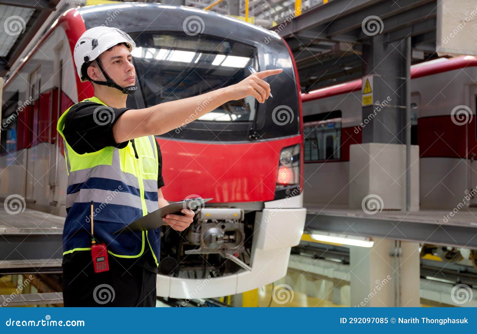 Young Engineer Man or Worker Hold Clipboard for Looking and Checking ...