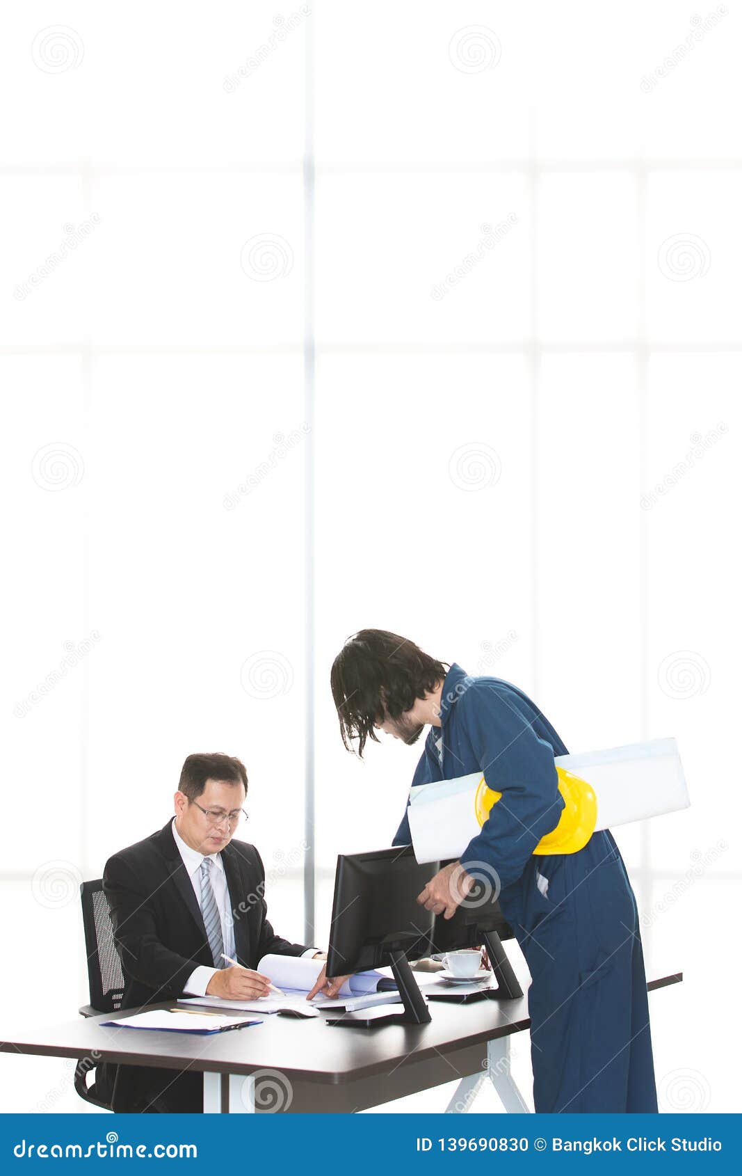 Young Engineer Present Work To Executive Engineer Stock Photo - Image ...