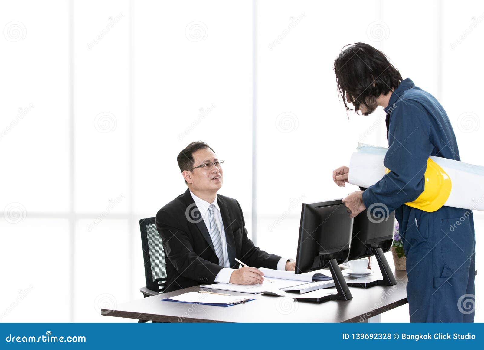 Young Engineer Present Work To Executive Engineer Stock Photo - Image ...