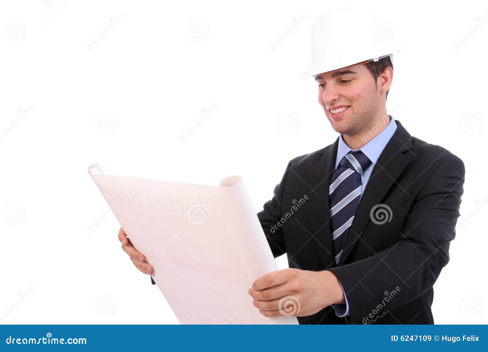 Young Engineer, Reading a Plan Stock Image - Image of career, blue: 6247109