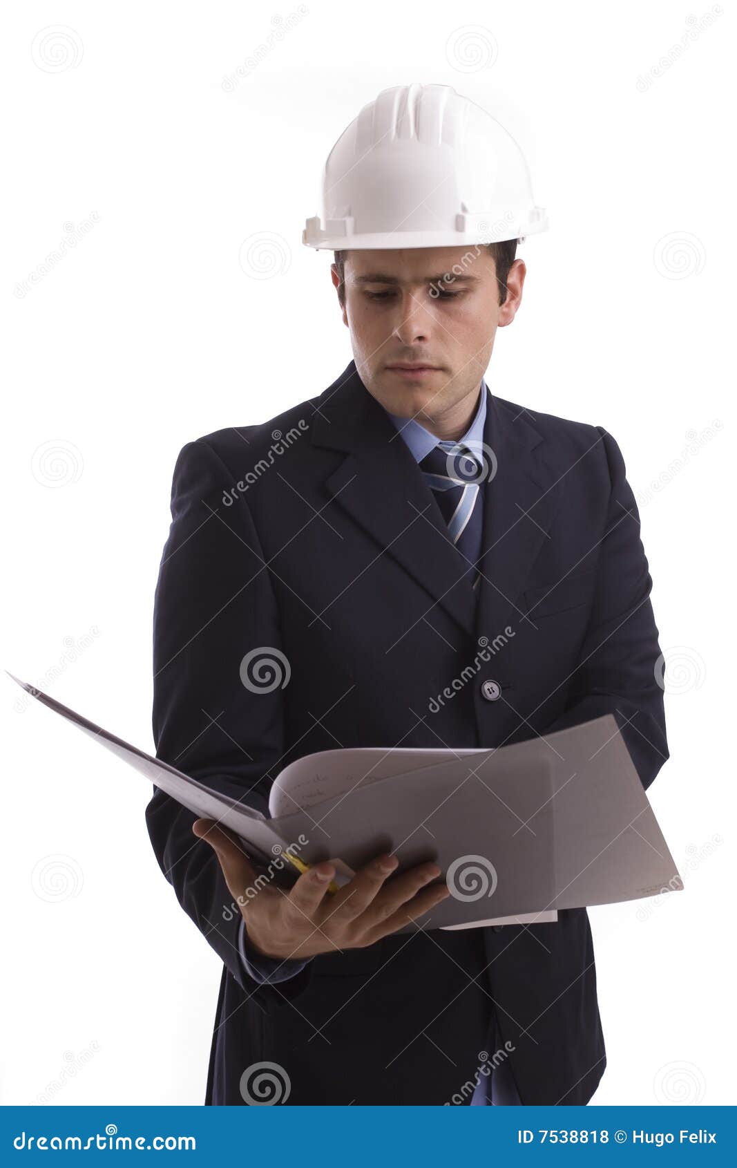 Young Engineer, Reading a Plan Stock Photo - Image of blue, adult: 7538818