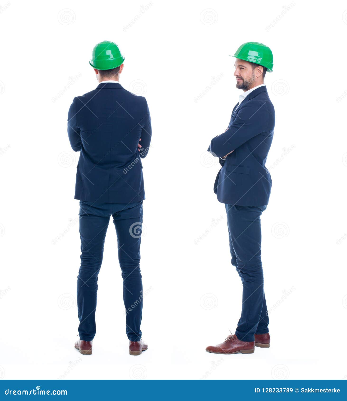 Young Engineer in Suit and Helmet Back and Rear View Isolated Stock ...