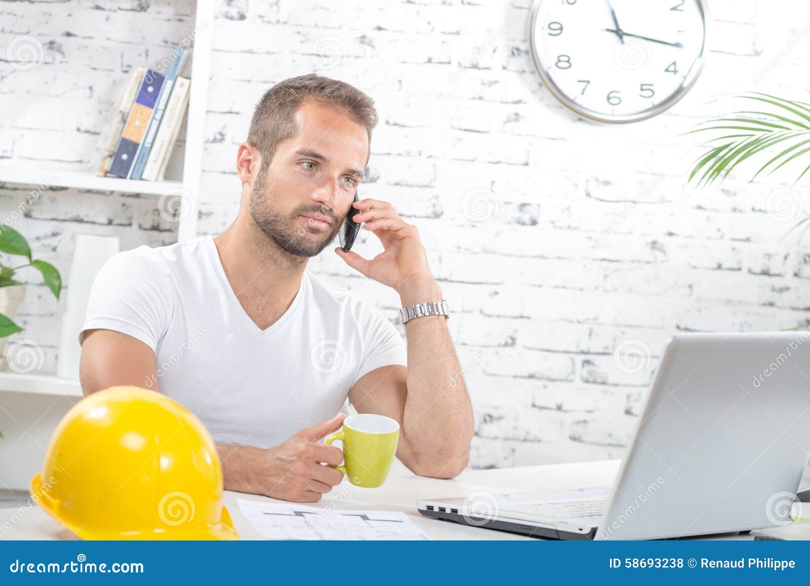 A Young Engineer Talking on the Phone Stock Photo - Image of manager ...