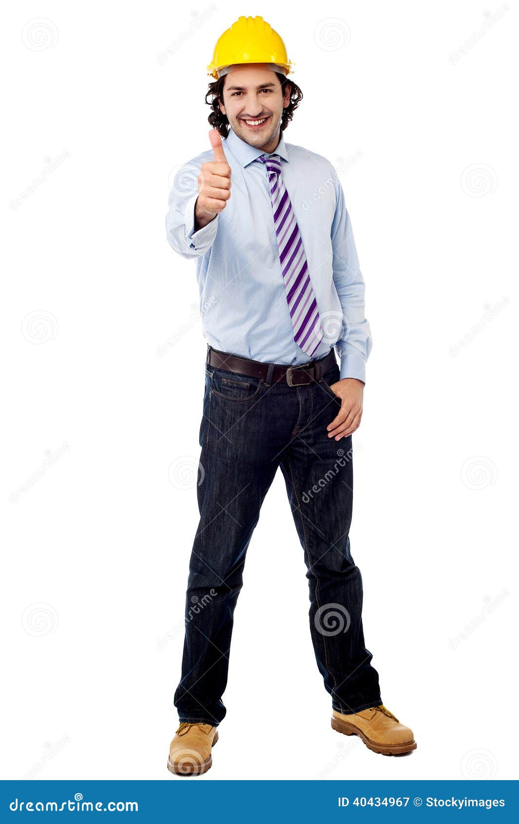 Young Engineer With Thumbs Up Stock Image - Image of agree, pockets ...