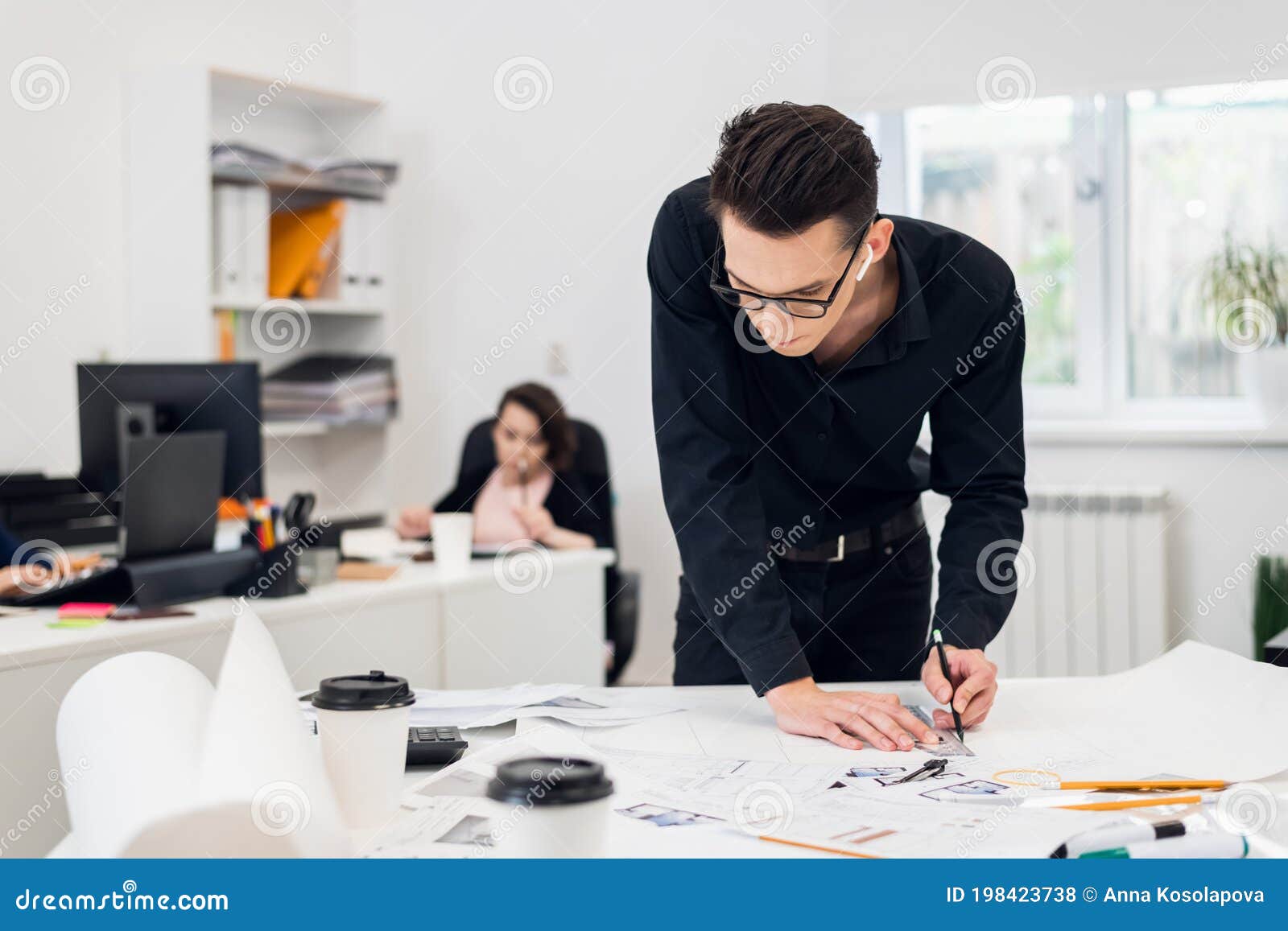Young Engineer at Work, Creating Construction Models and Making Stock ...