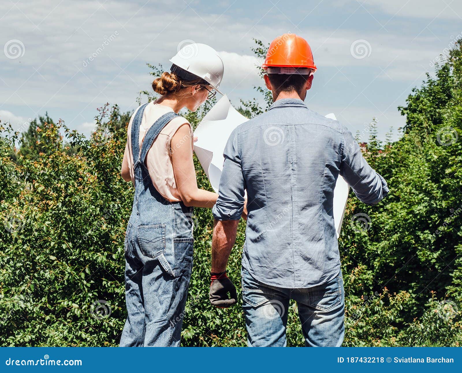 Young Engineer and Worker in the Park Stock Photo - Image of project ...