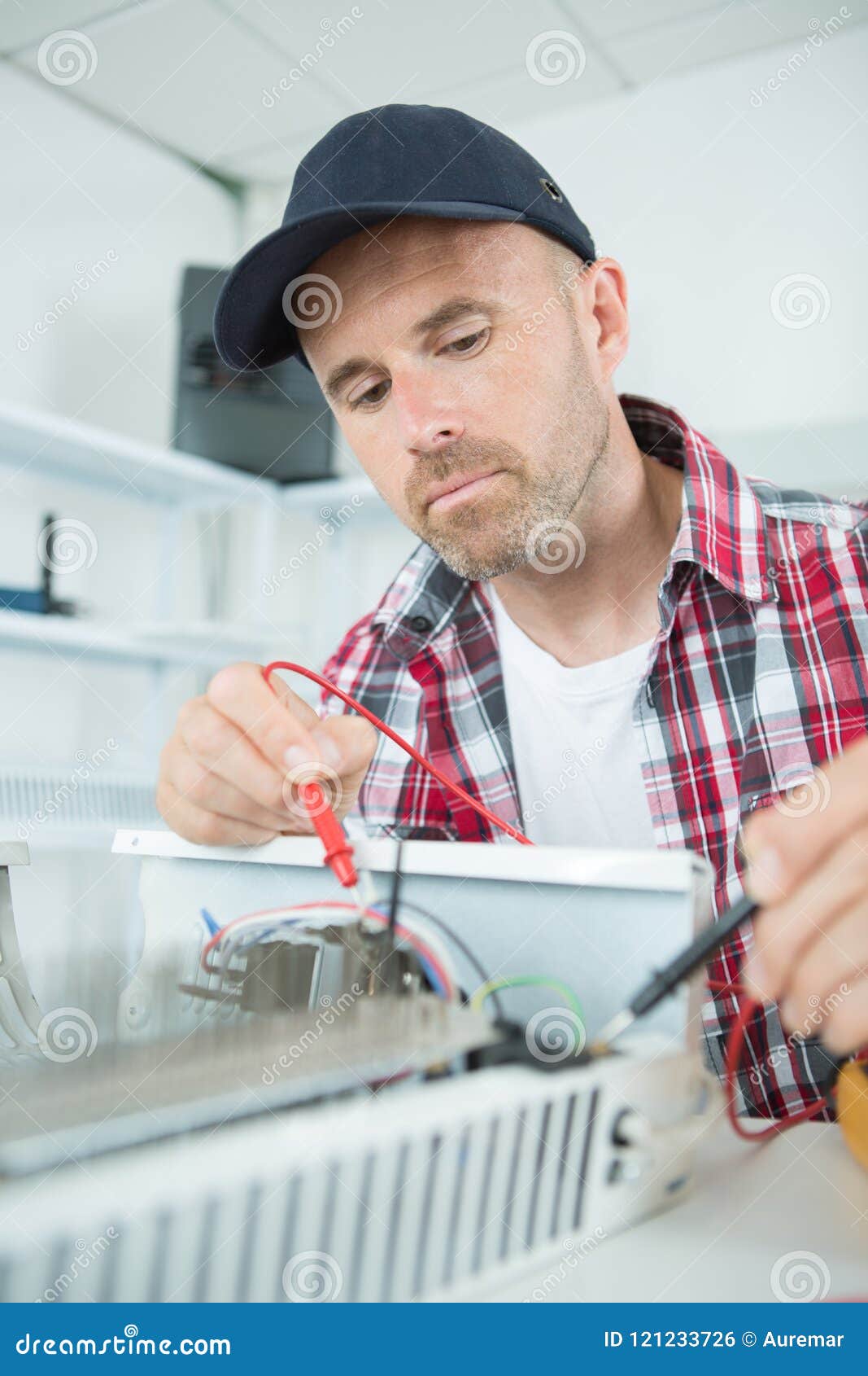 Young Engineer Working at Control Room Stock Photo - Image of panel ...