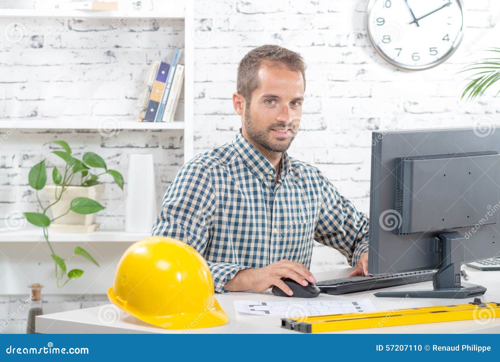 Young Engineer Working on His Computer Stock Photo - Image of people ...
