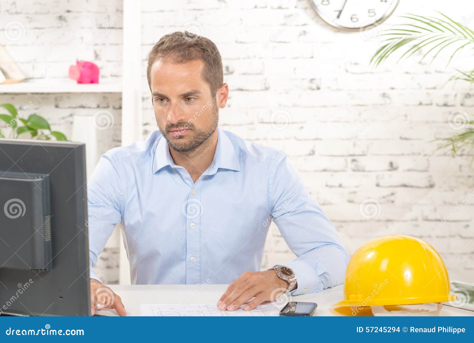 Young Engineer Working on His Computer Stock Photo - Image of ...