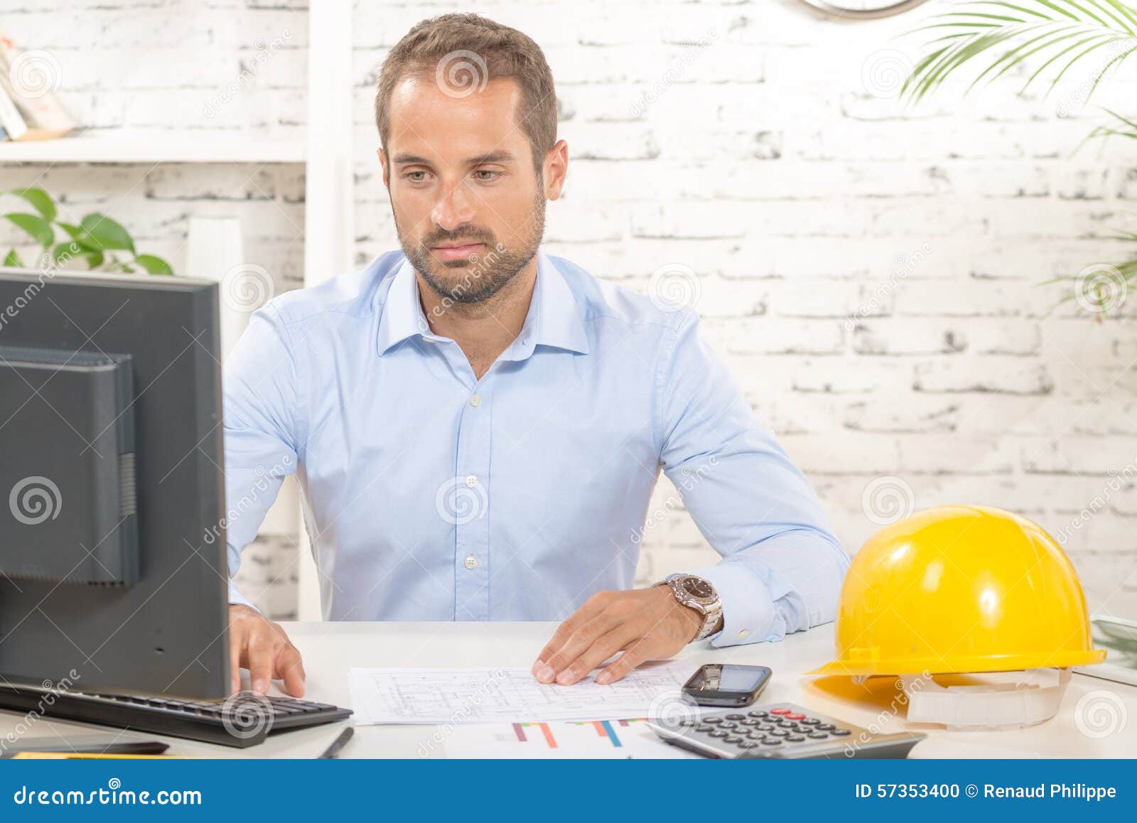 Young Engineer Working on His Computer Stock Photo - Image of sitting ...