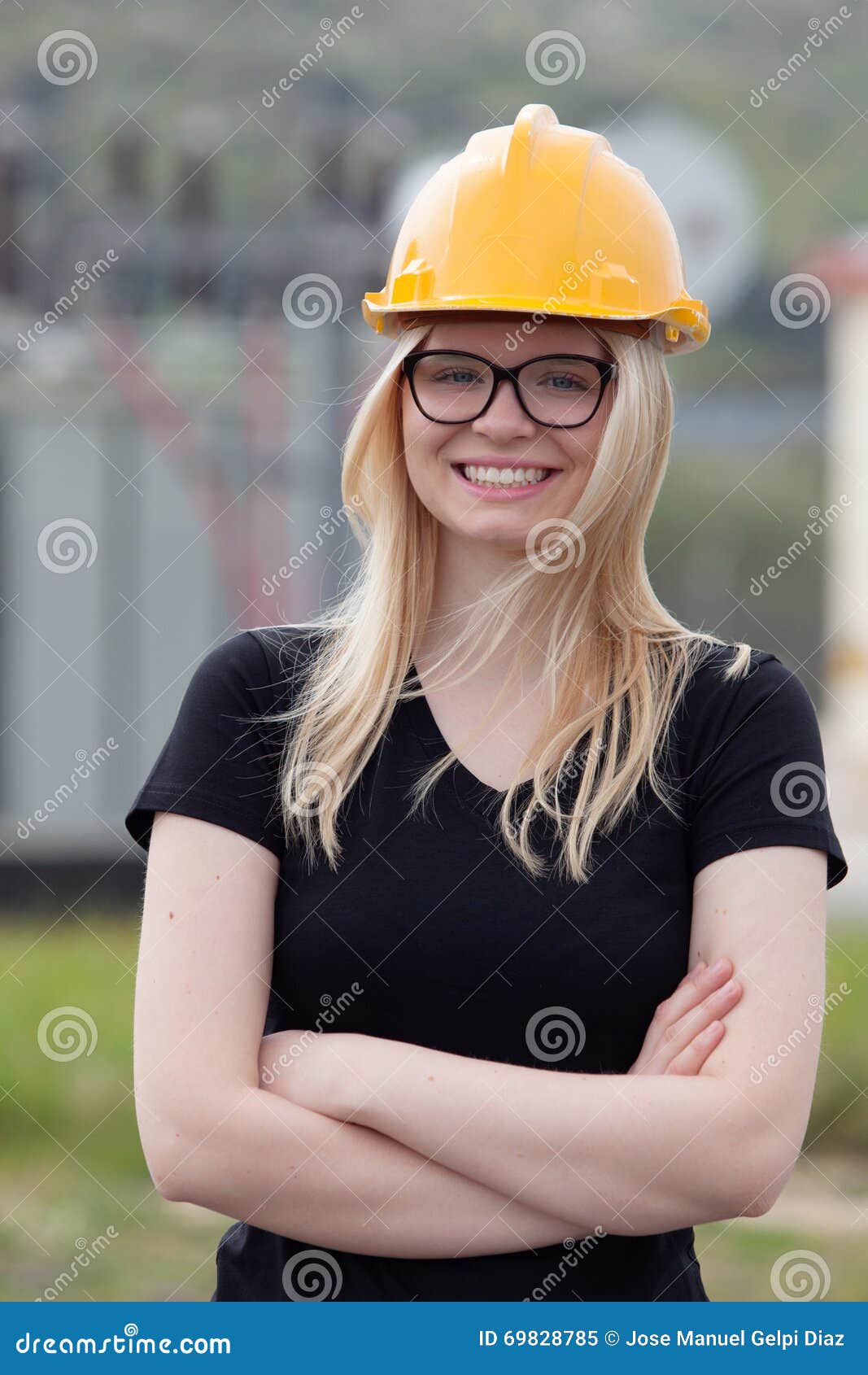 Young Engineer with Yellow Helmet Stock Image - Image of business ...
