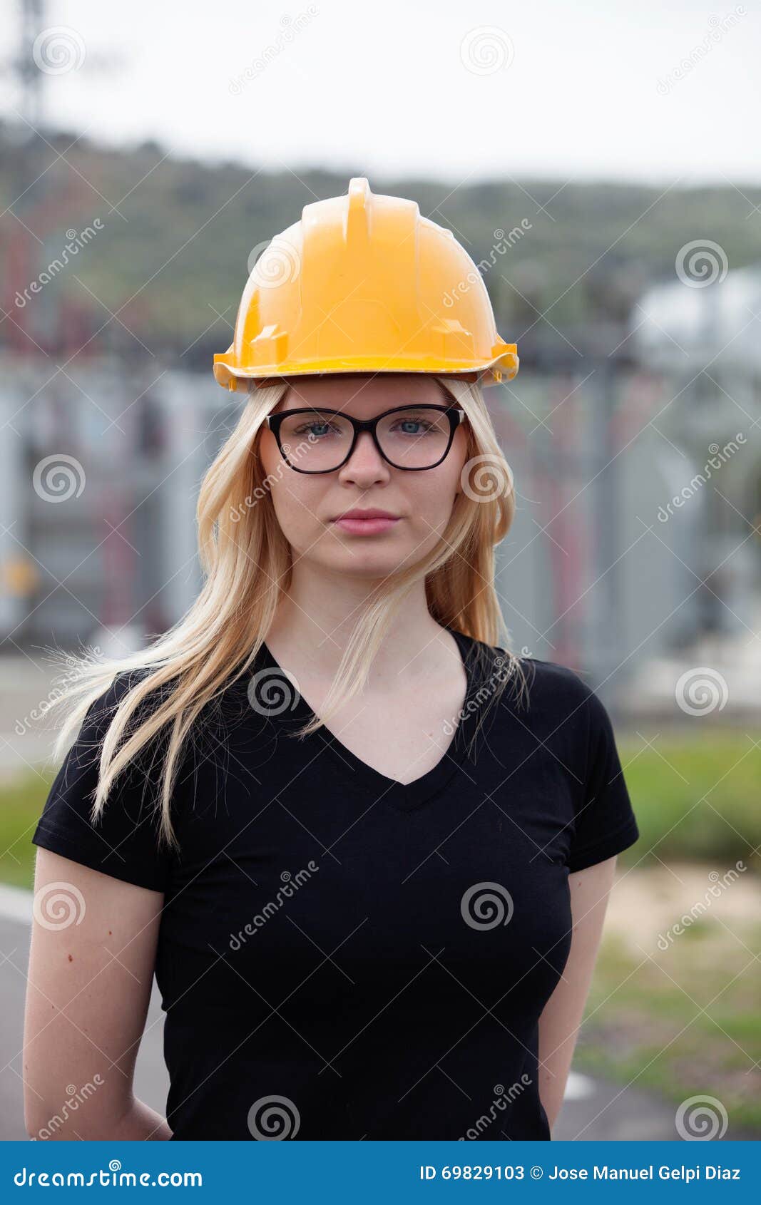 Young Engineer with Yellow Helmet Stock Image - Image of industrial ...