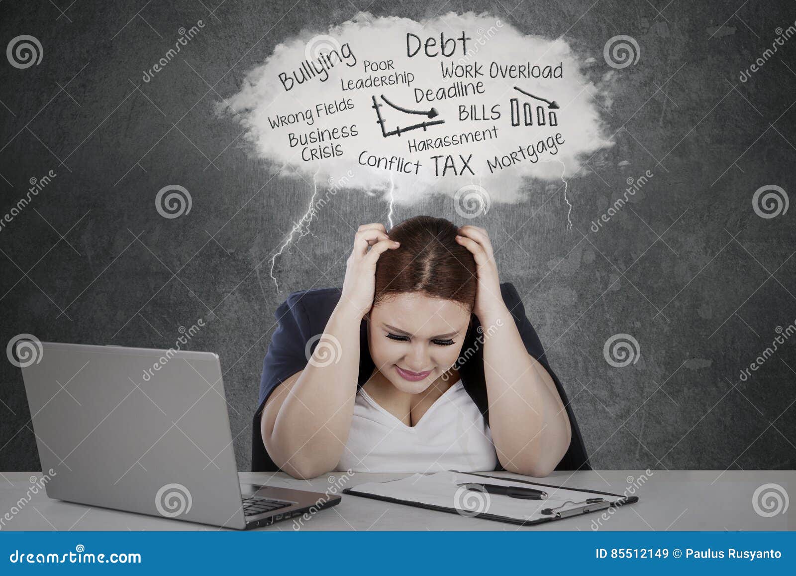 Young Entrepreneur Feels Dizzy with Problems Stock Image - Image of ...
