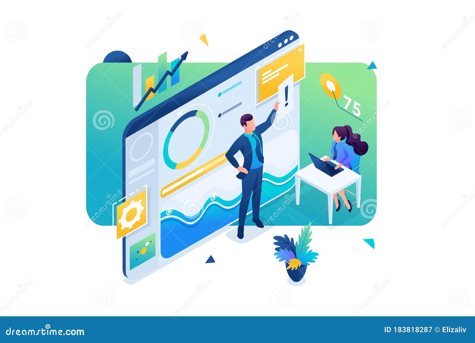 Young Entrepreneurs are Working on Data Analysis. Work with Graph ...