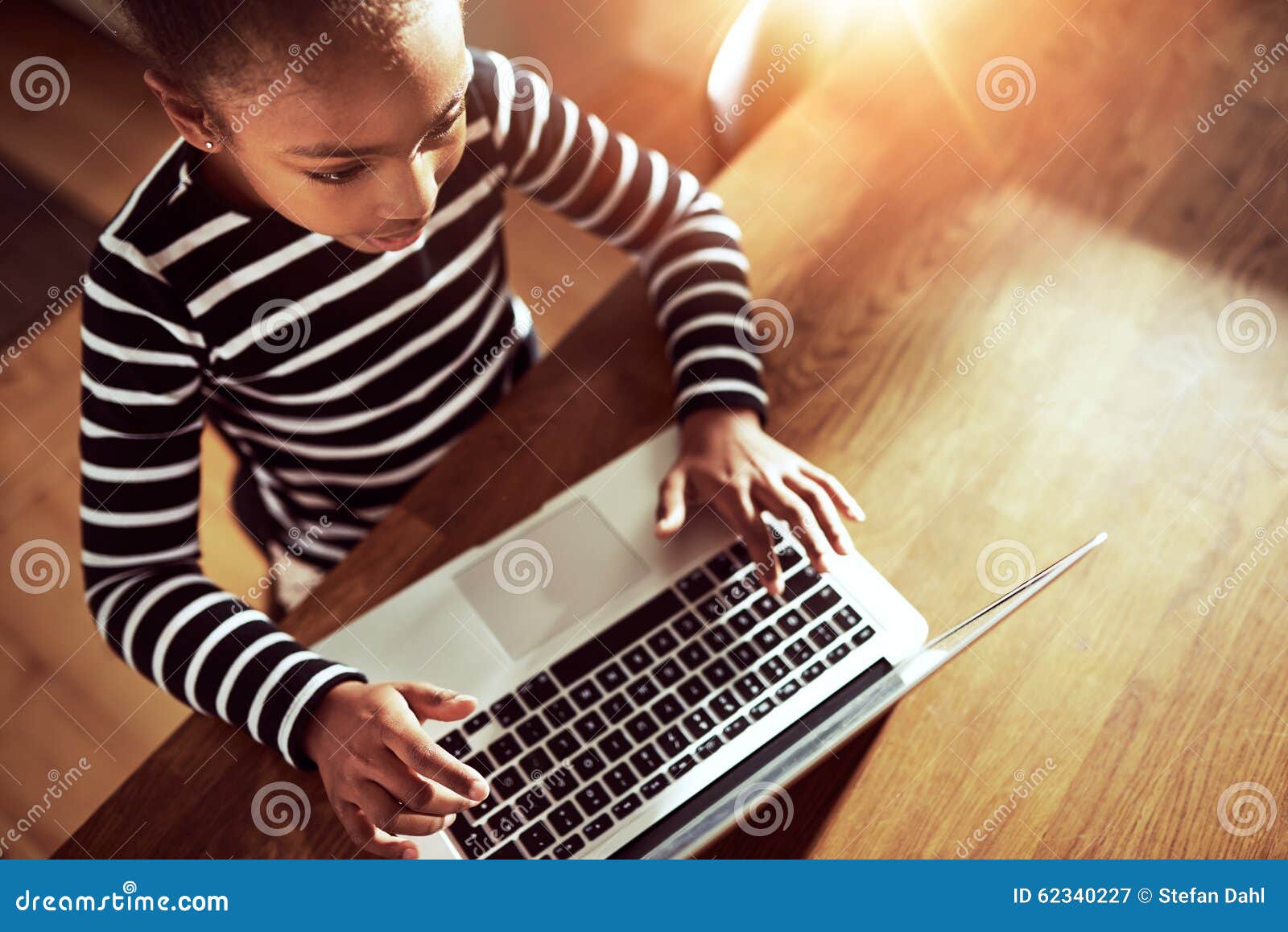 Young Ethnic Black Girl Typing on a Laptop Stock Image - Image of afro ...