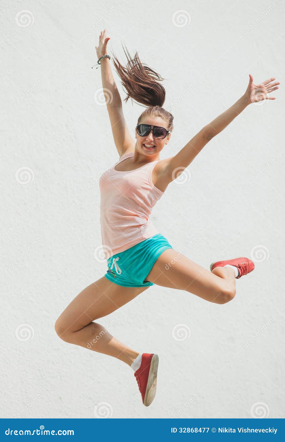 Young Excited Girl Jumping Stock Image Image Of Athlete 32868477