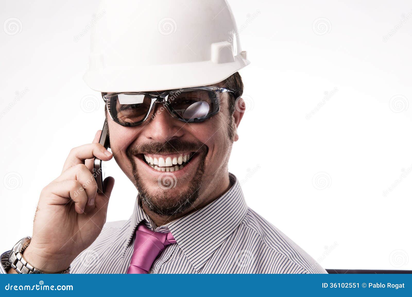 Young Executive Engineer on the Phone Stock Image - Image of ...