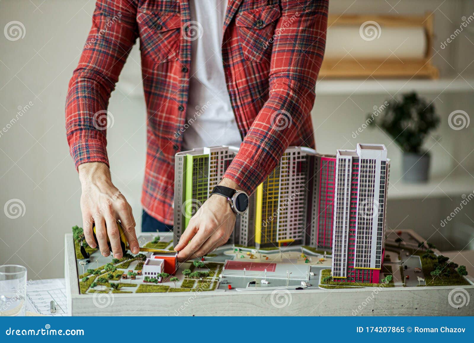 Young Experts Architects Make High-rise Building Model Stock Image ...