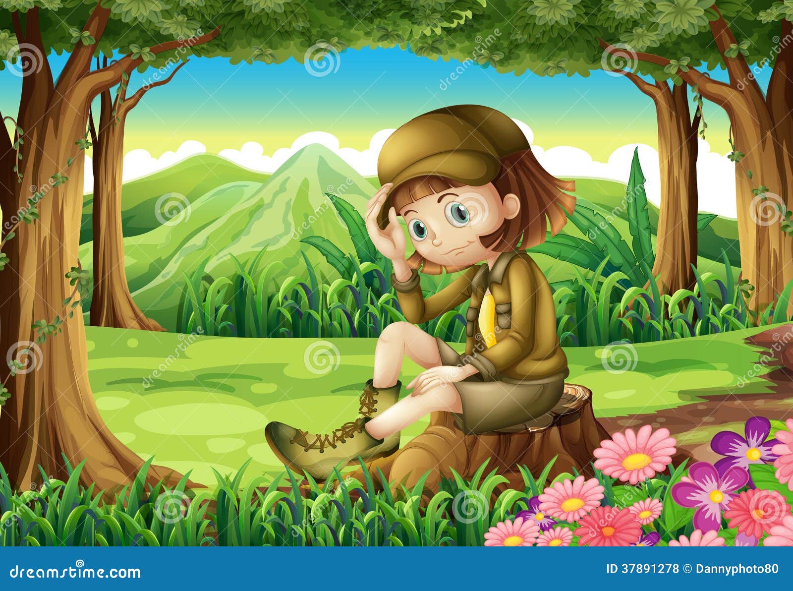 A Young Explorer at the Forest Stock Vector - Illustration of cartoon ...