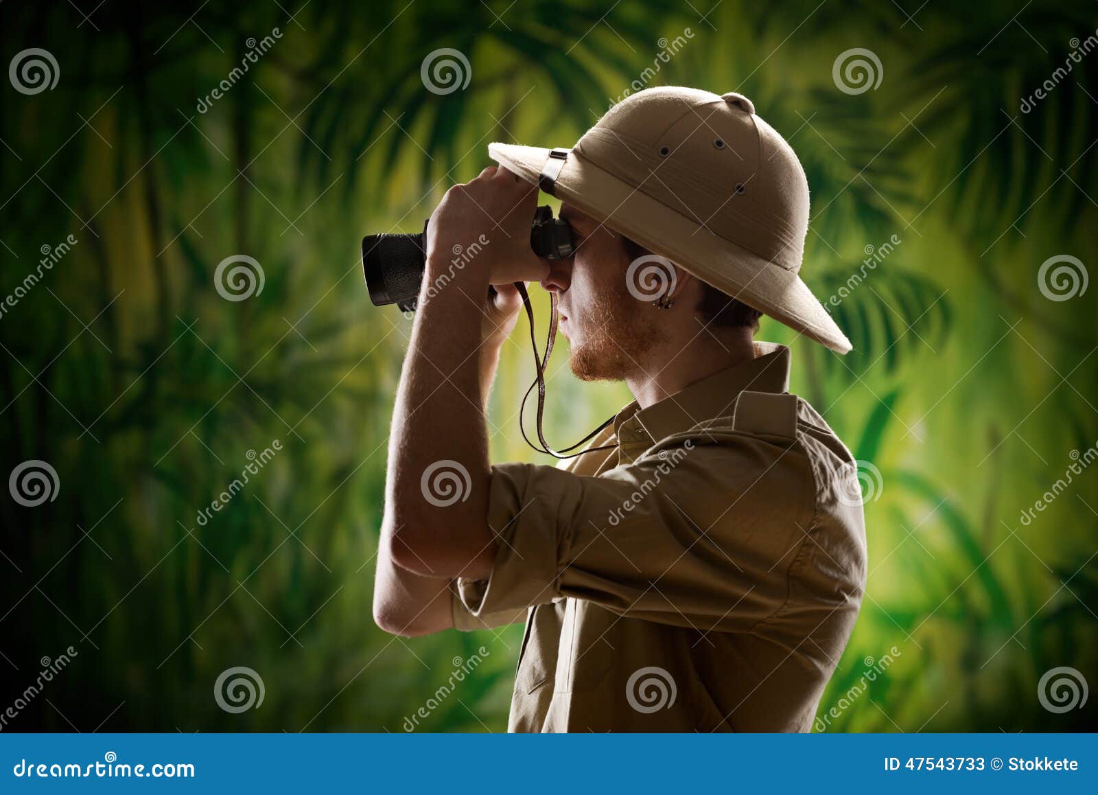 Young Explorer Looking through Binoculars Stock Image - Image of ...