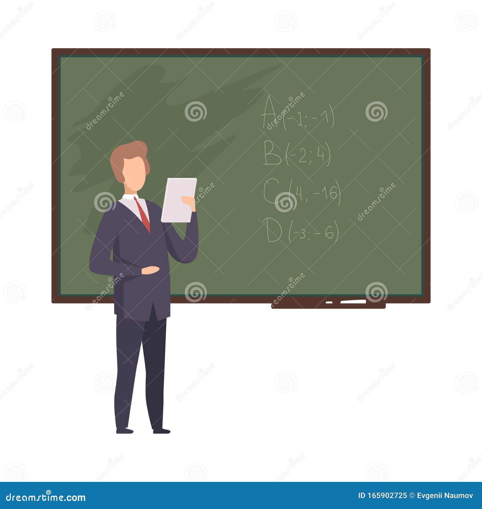 Young Math Man Teacher Standing At The Blackboard And Explaining ...