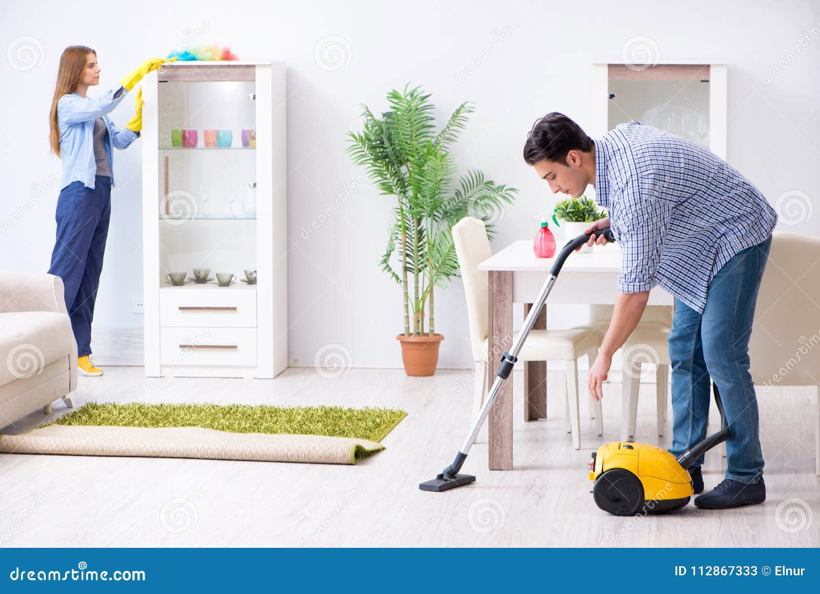 The Young Family Cleaning the House Stock Image - Image of brush ...