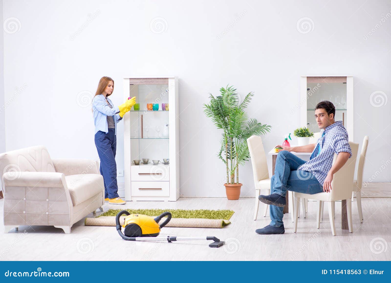 The Young Family Cleaning the House Stock Image - Image of cleaning ...