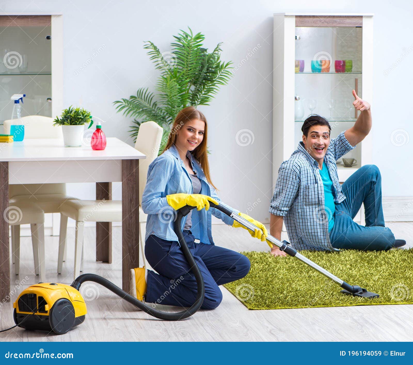 Young Family Cleaning the House Stock Image - Image of housework ...