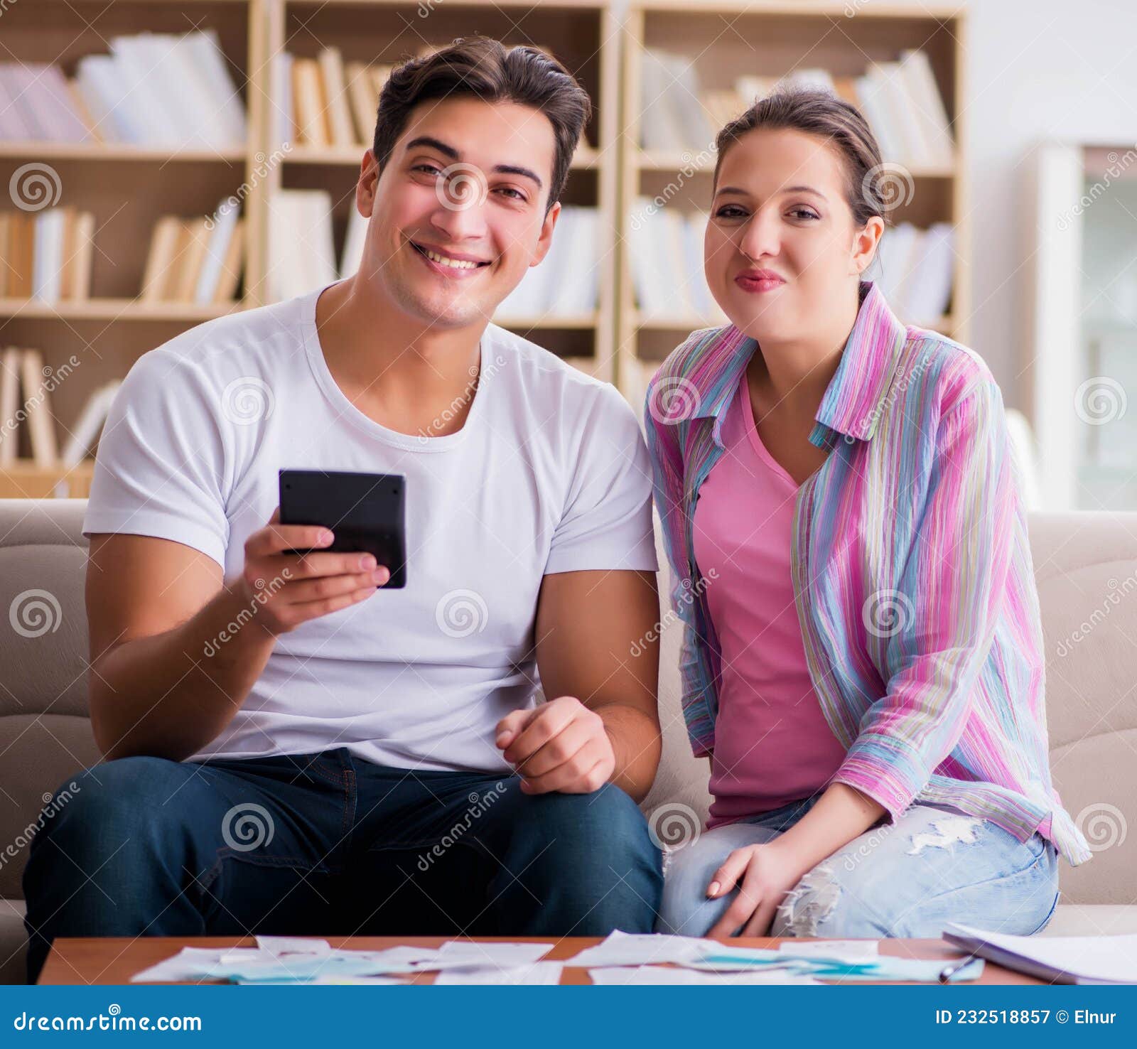 Young Family Discussing Family Finances Stock Image - Image of banking ...