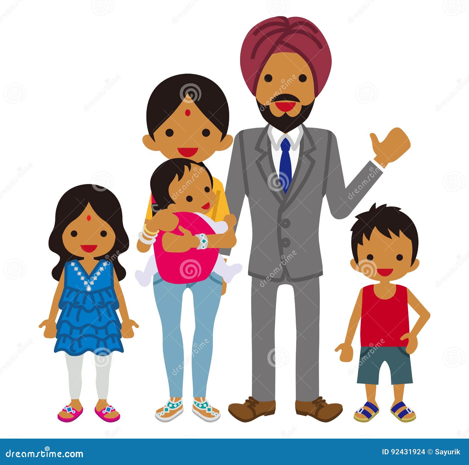 Young family -Indian stock vector. Illustration of parents - 92431924